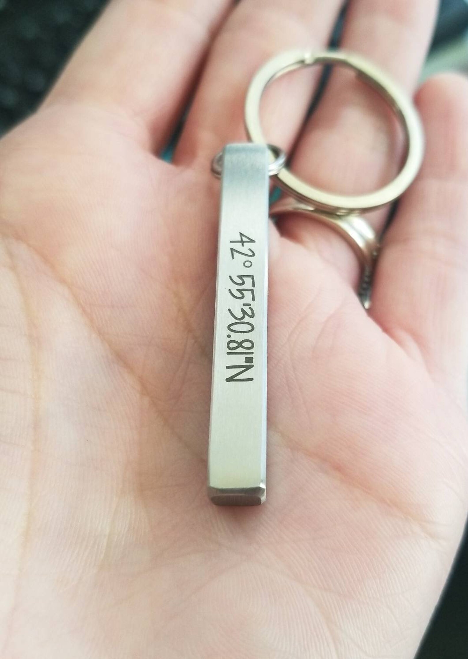 Coordinates Keychain-custom Coordinates Keychain-personalized 4 Sided ...