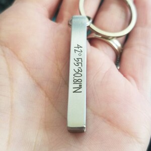 Coordinates Keychain-custom Coordinates Keychain-personalized 4 Sided ...