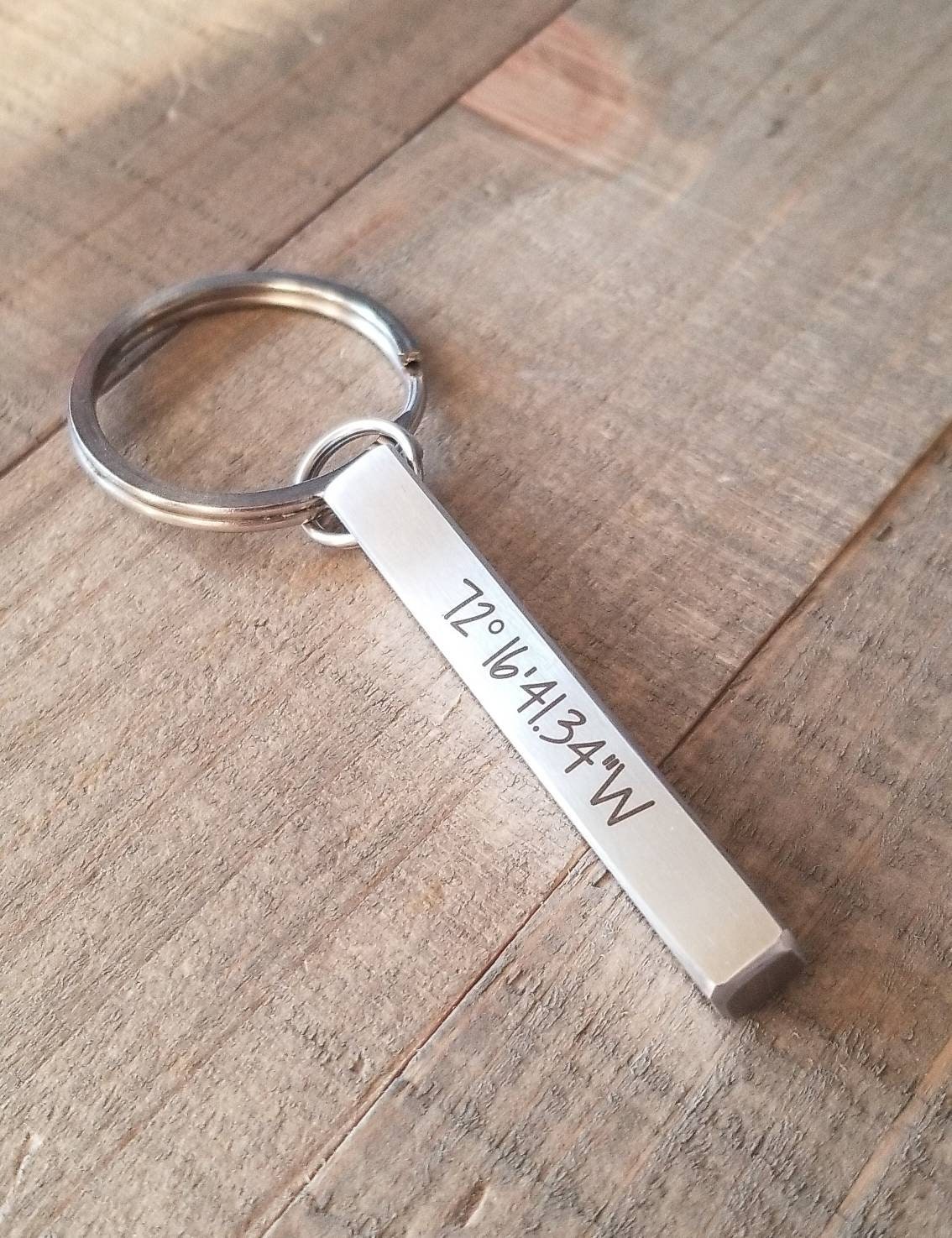 Coordinates Keychain-custom Coordinates Keychain-personalized 4 Sided ...