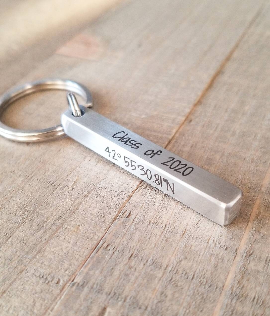 Coordinates Keychain-custom Coordinates Keychain-personalized 4 Sided ...