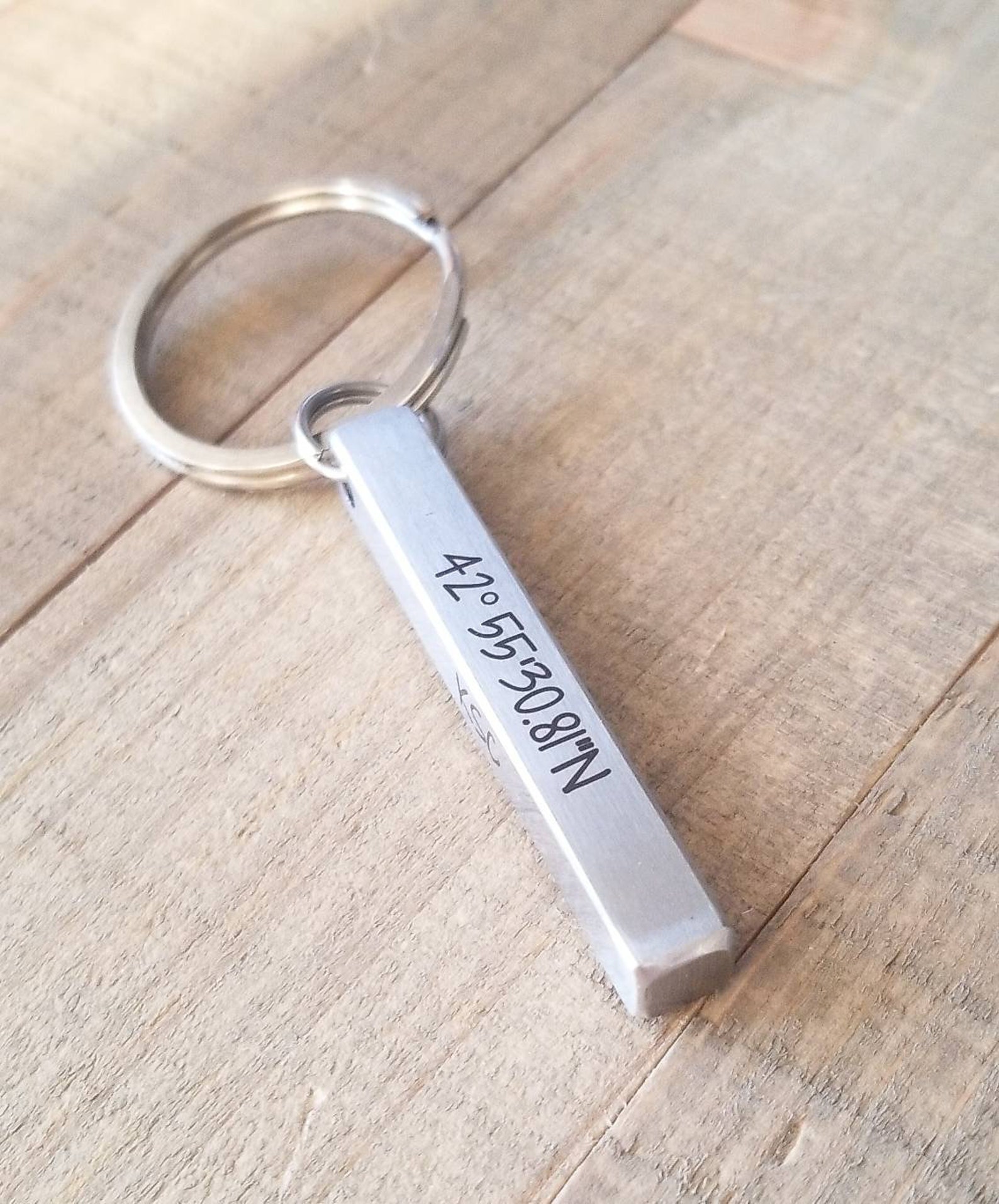 Coordinates Keychain-custom Coordinates Keychain-personalized 4 Sided ...
