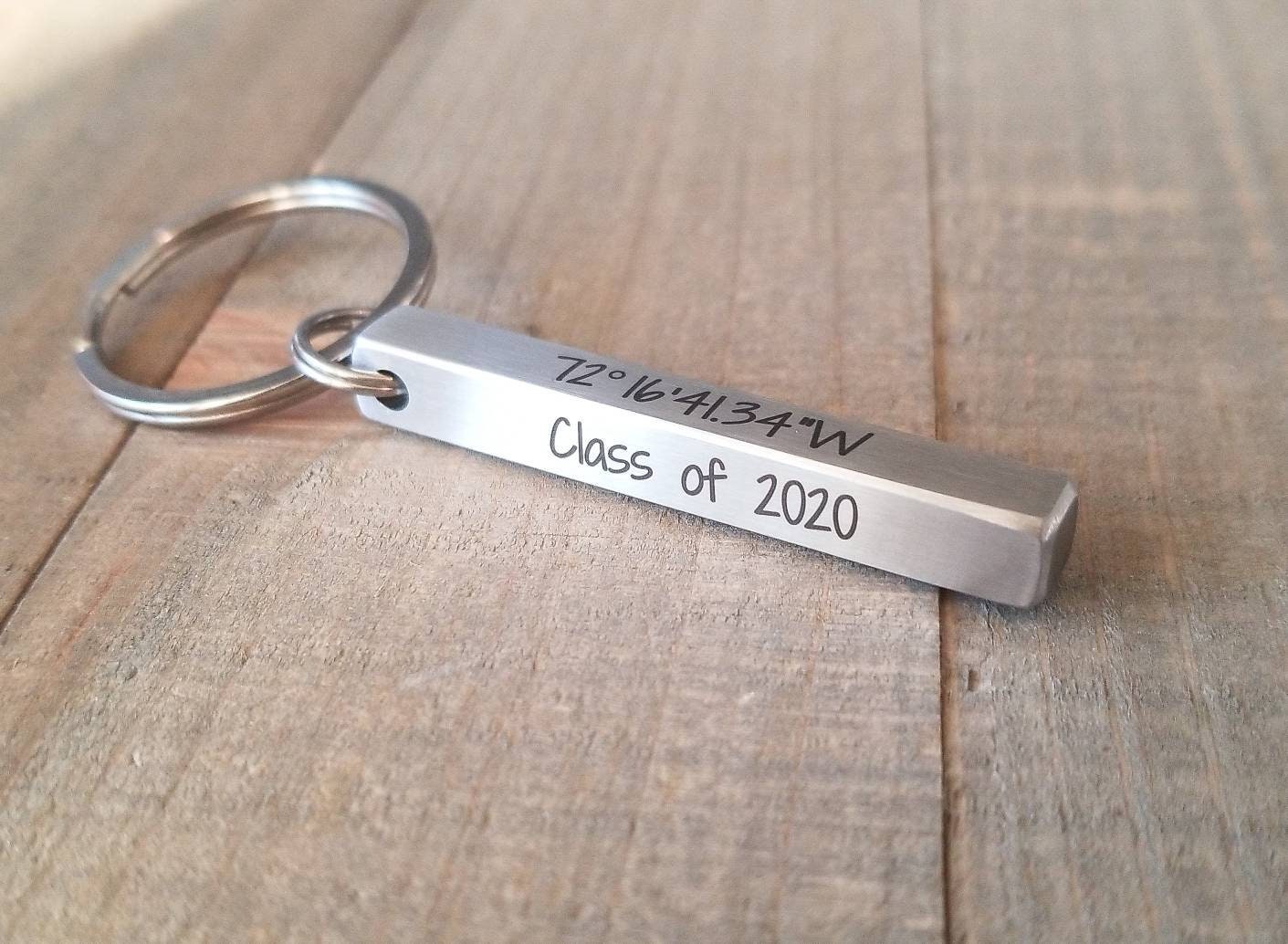 Coordinates Keychain-custom Coordinates Keychain-personalized 4 Sided ...
