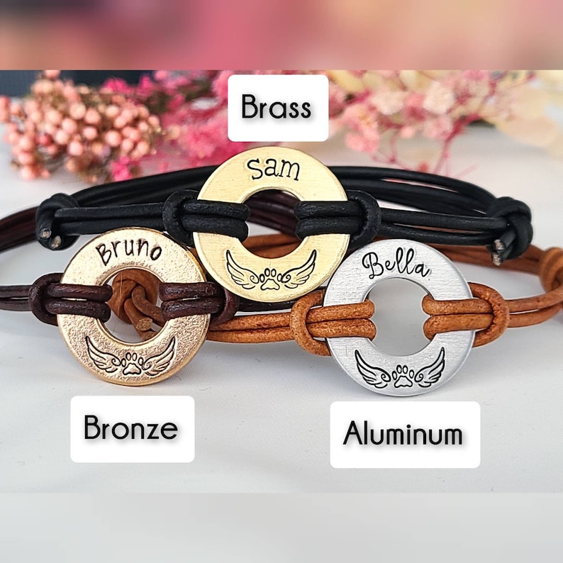 Personalized Pet Memorial Bracelet – Leather Washer With Paw Print - Etsy