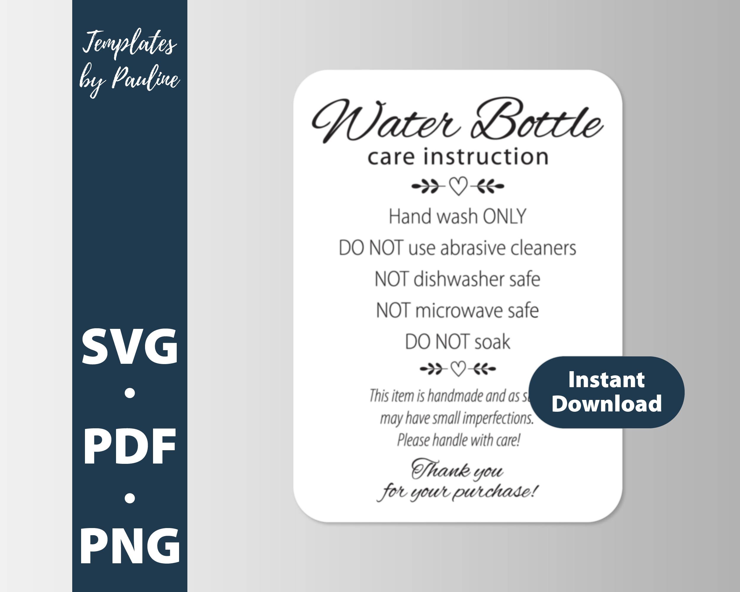 Water Bottle Care Card SVG. Cup Care Instruction Png. Cute - Etsy Australia