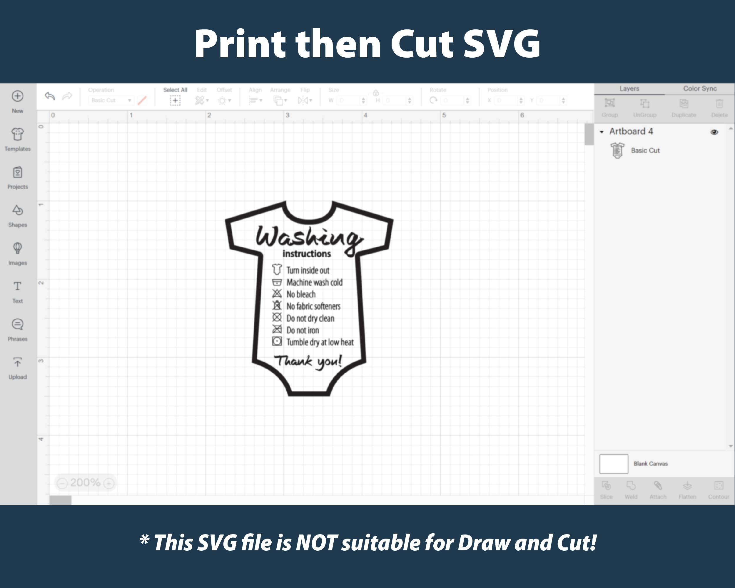 Print Then Cut Washing Instructions Card. Printable Baby - Etsy