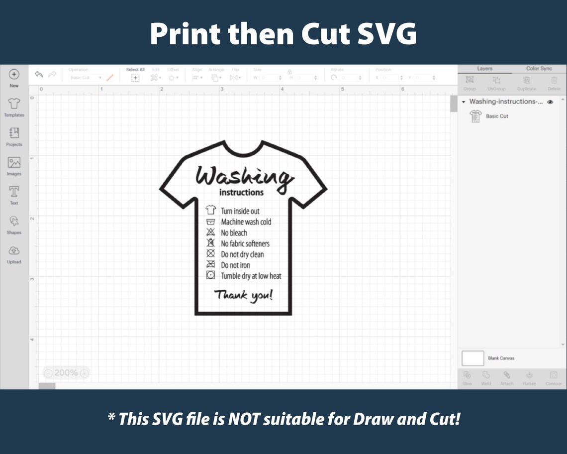 Print and Cut Washing Instructions Card. Tshirt Care Cards Svg, Png ...