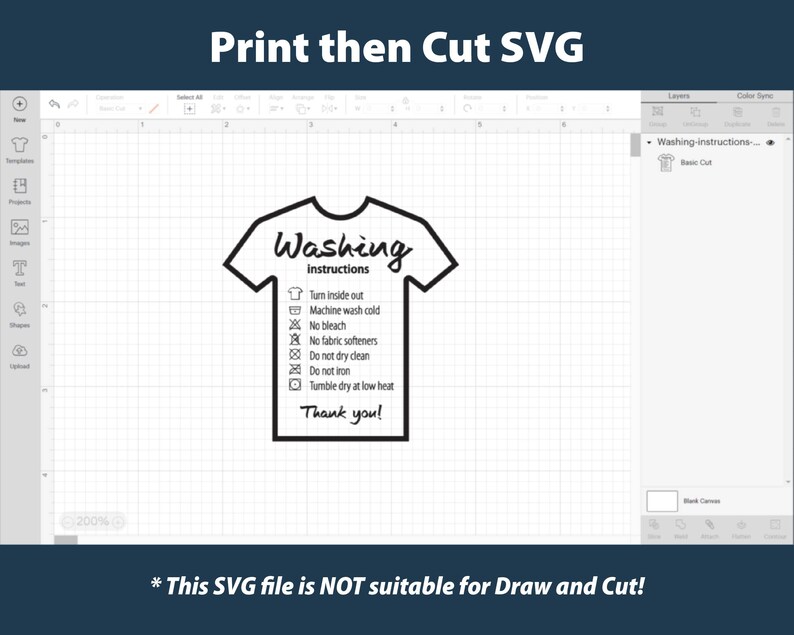 Print and Cut Washing Instructions Card. Tshirt Care Cards Svg, Png ...