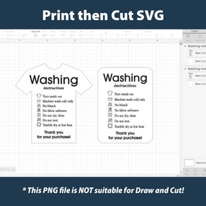 Print and Cut Shirt Washing Instructions Card SVG. Vinyl Tshirt Care ...