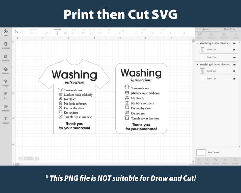 Print and Cut Shirt Washing Instructions Card SVG. Vinyl Tshirt Care ...