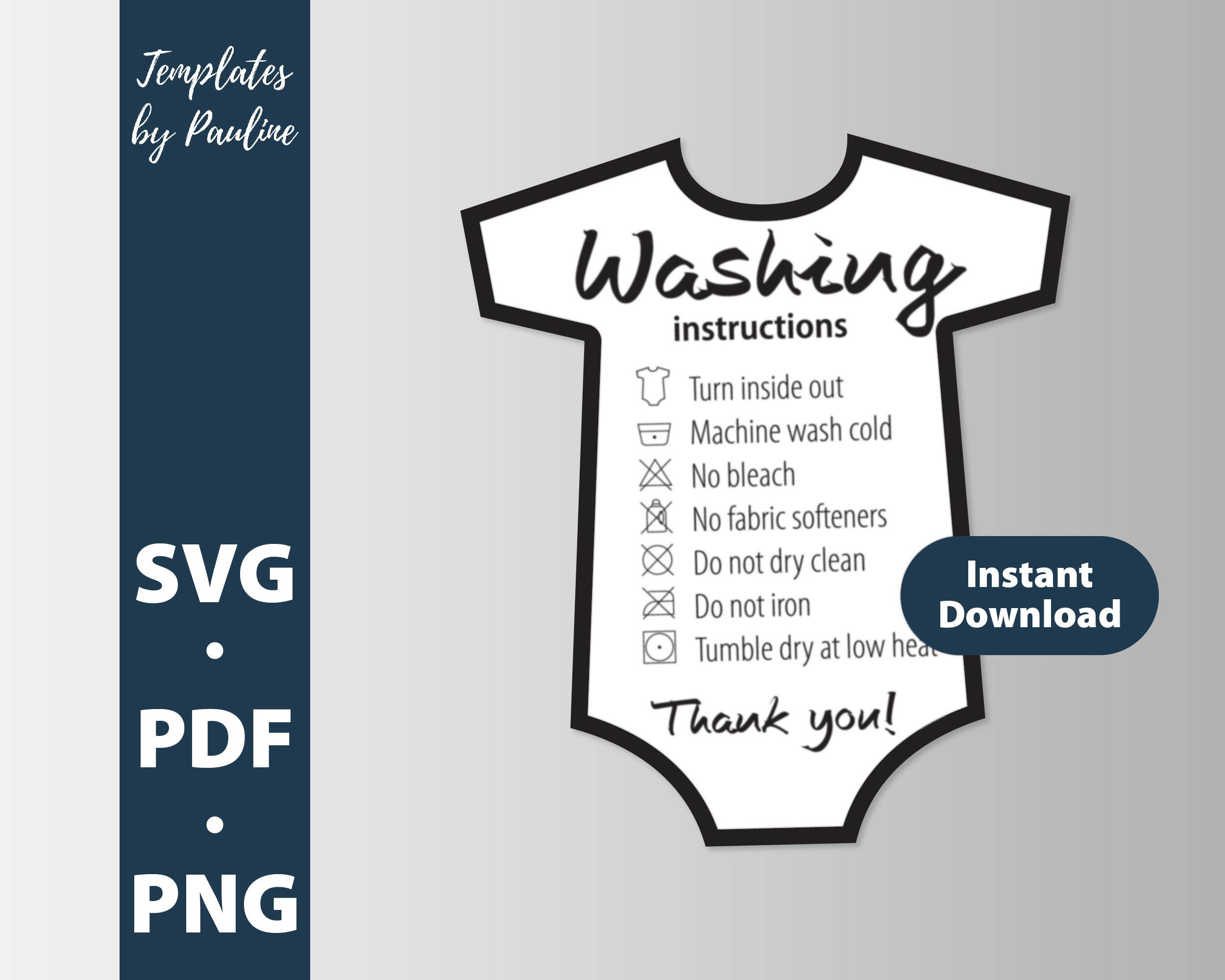 Print Then Cut Washing Instructions Card. Printable Baby - Etsy