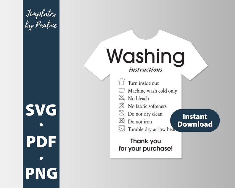 Print and Cut Shirt Washing Instructions Card SVG. Vinyl Tshirt Care ...