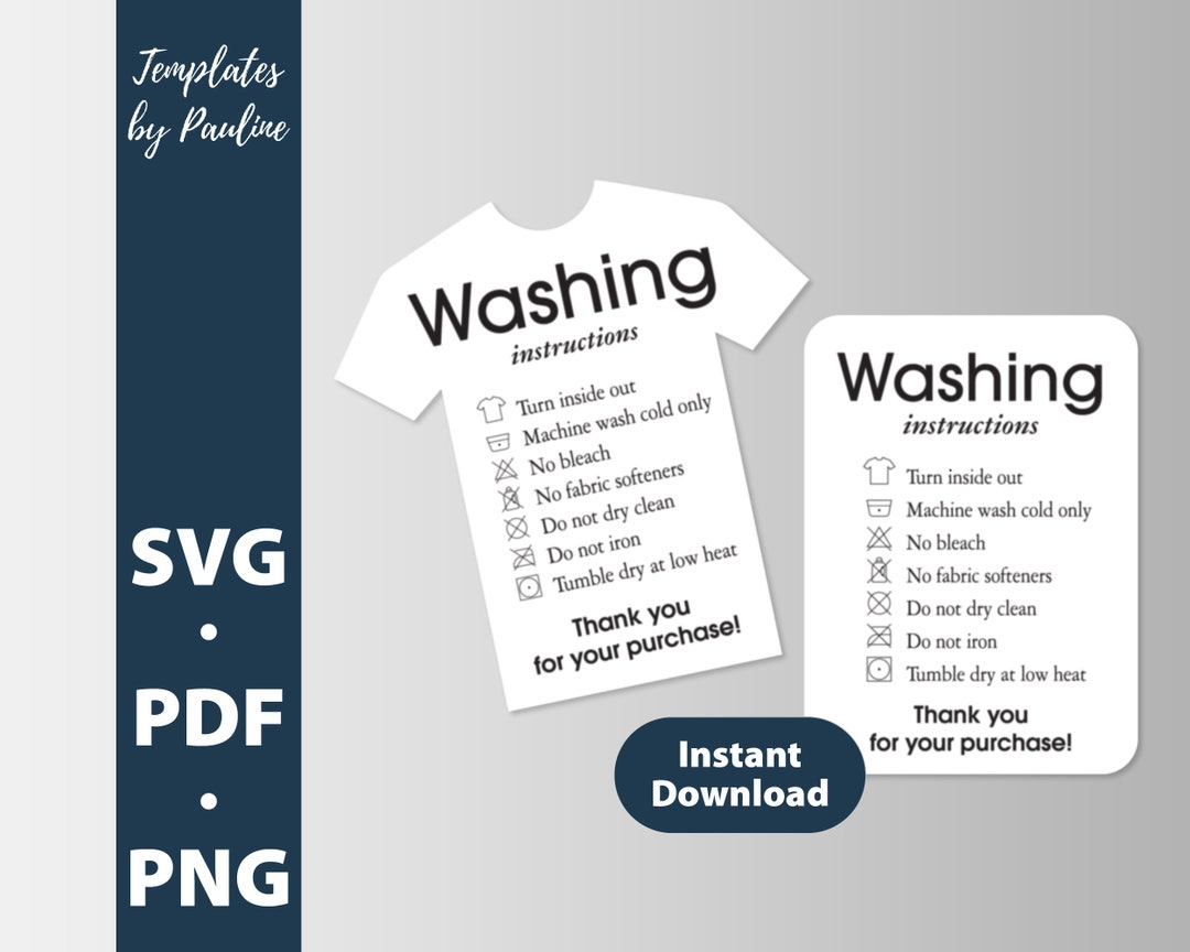 Print and Cut Shirt Washing Instructions Card SVG. Vinyl Tshirt Care ...