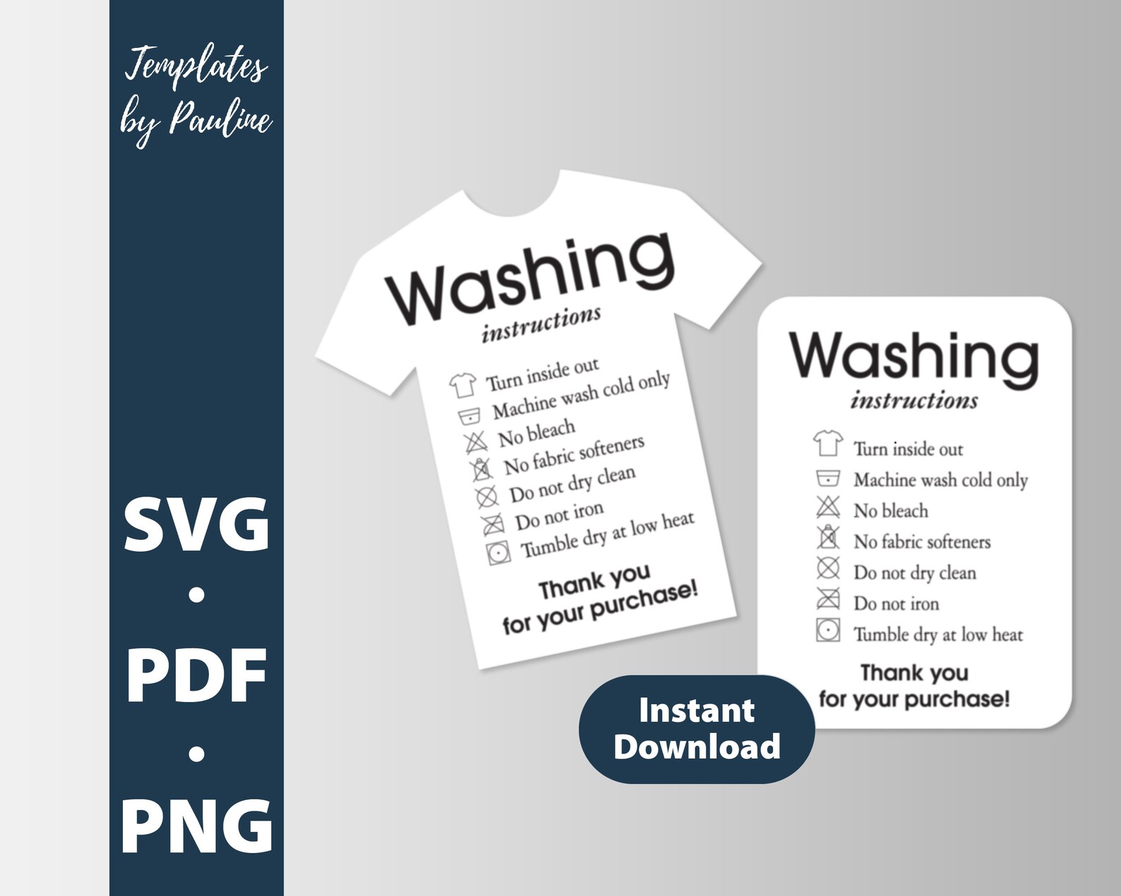 Print and Cut Shirt Washing Instructions Card SVG. Vinyl Tshirt Care ...