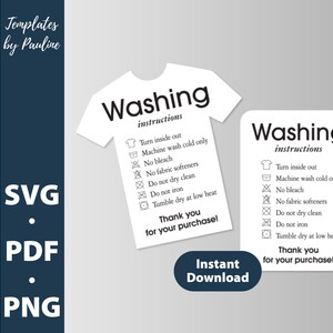 Print and Cut Shirt Washing Instructions Card SVG. Vinyl Tshirt Care ...
