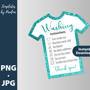 Laundry Tshirt Care Cards Png. Print Then Cut Washing | Etsy
