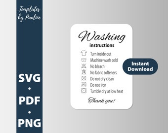 Print and Cut Washing Instructions Card. Tshirt Care Cards - Etsy