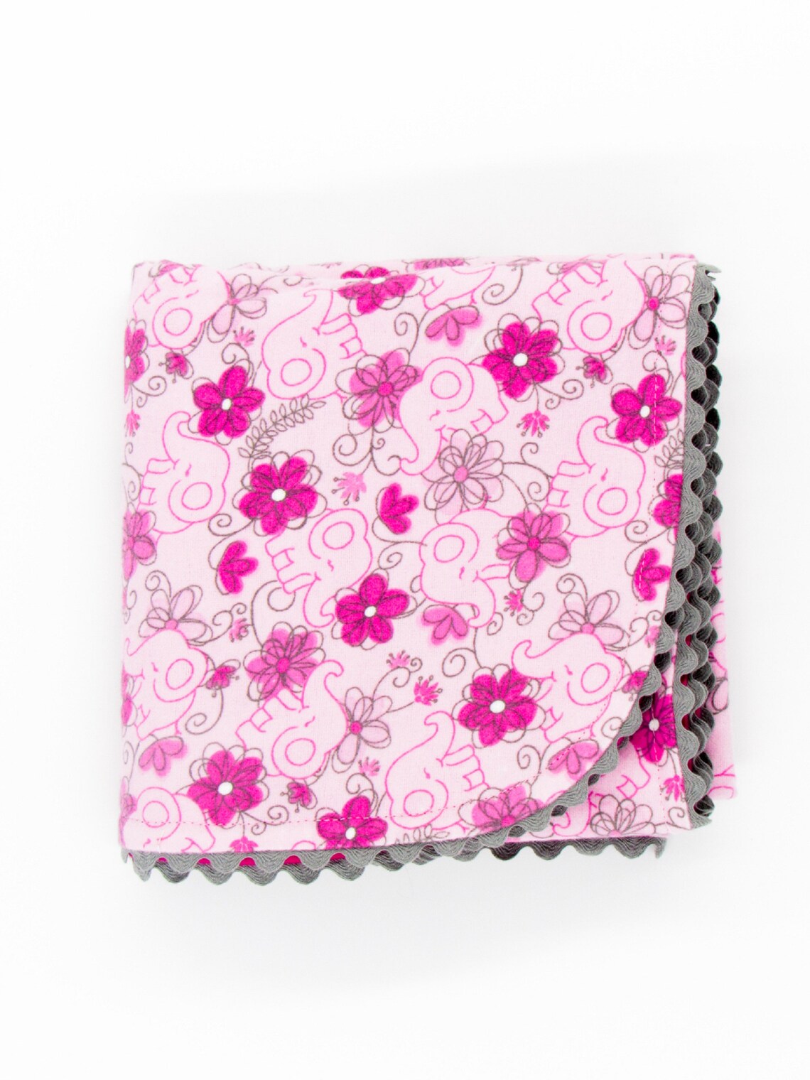 Pink Floral Print Cotton Flannel Double Layered Reversible Receiving ...