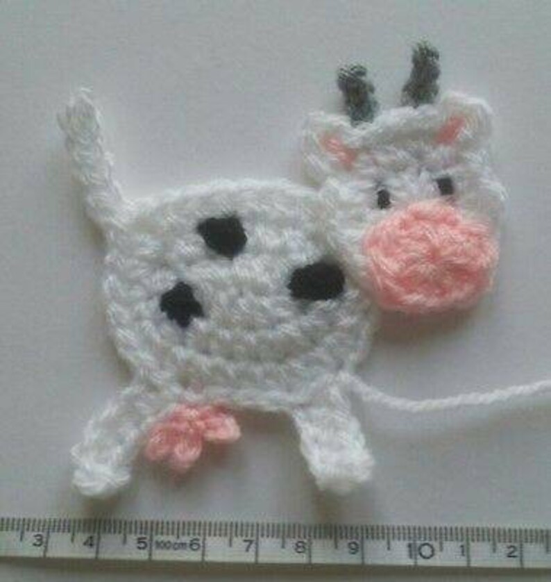 Handmade Crochet Cow Applique/ Embellishment farm - Etsy