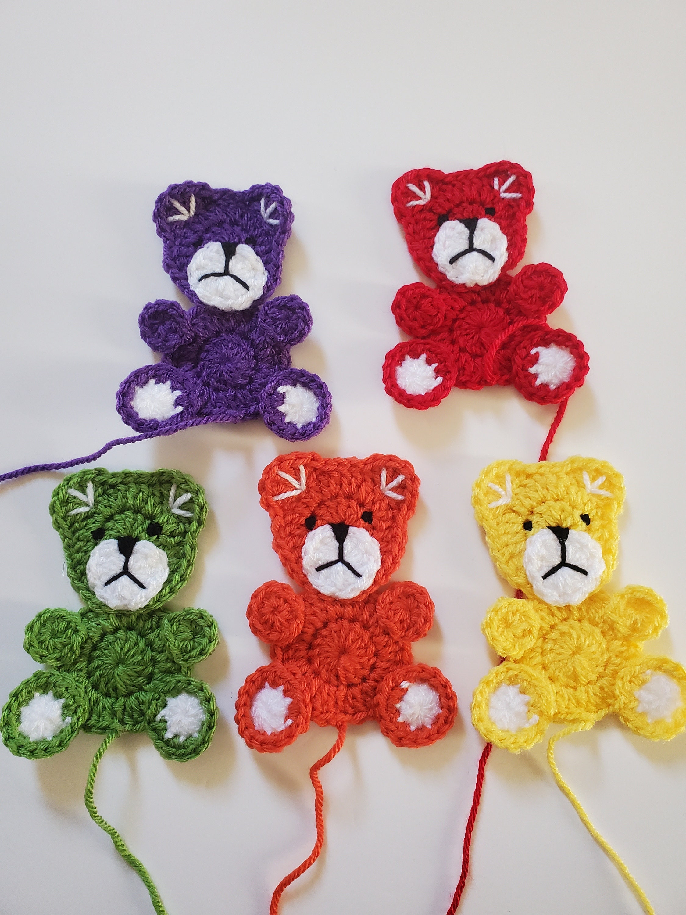 1 Handmade Crochet Teddy Bear Applique With Colour Choices - Etsy