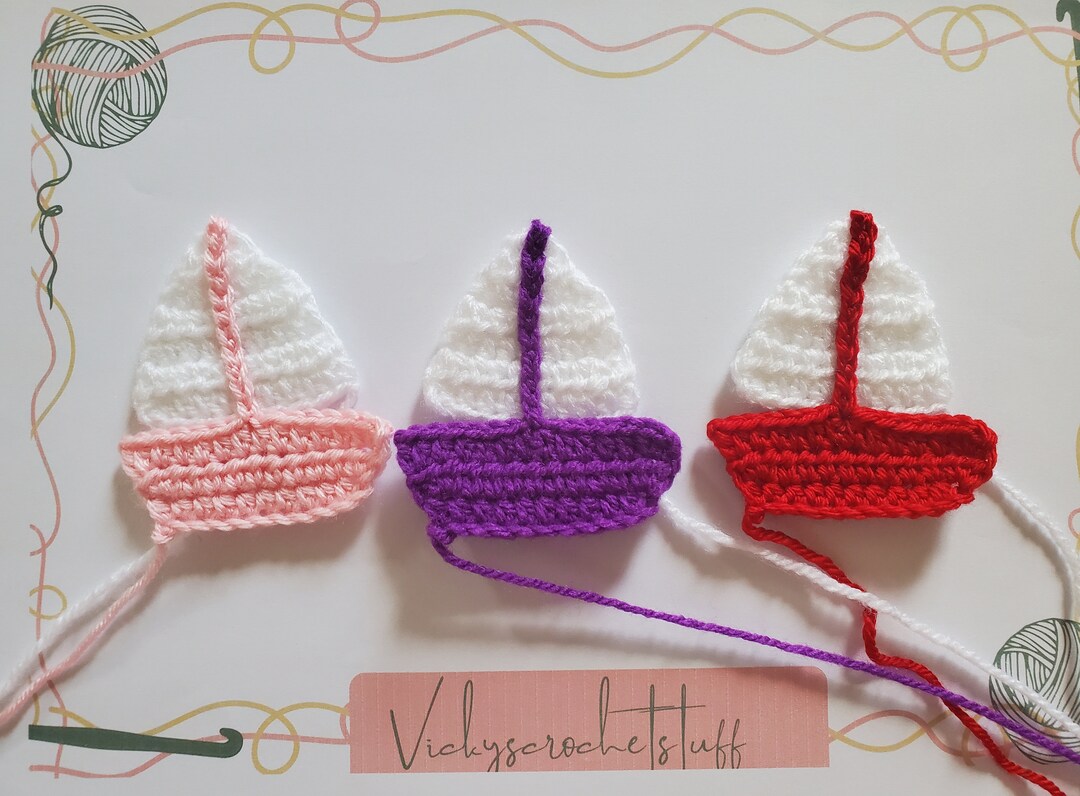 2 Crochet Sailing Boat Appliques - Etsy
