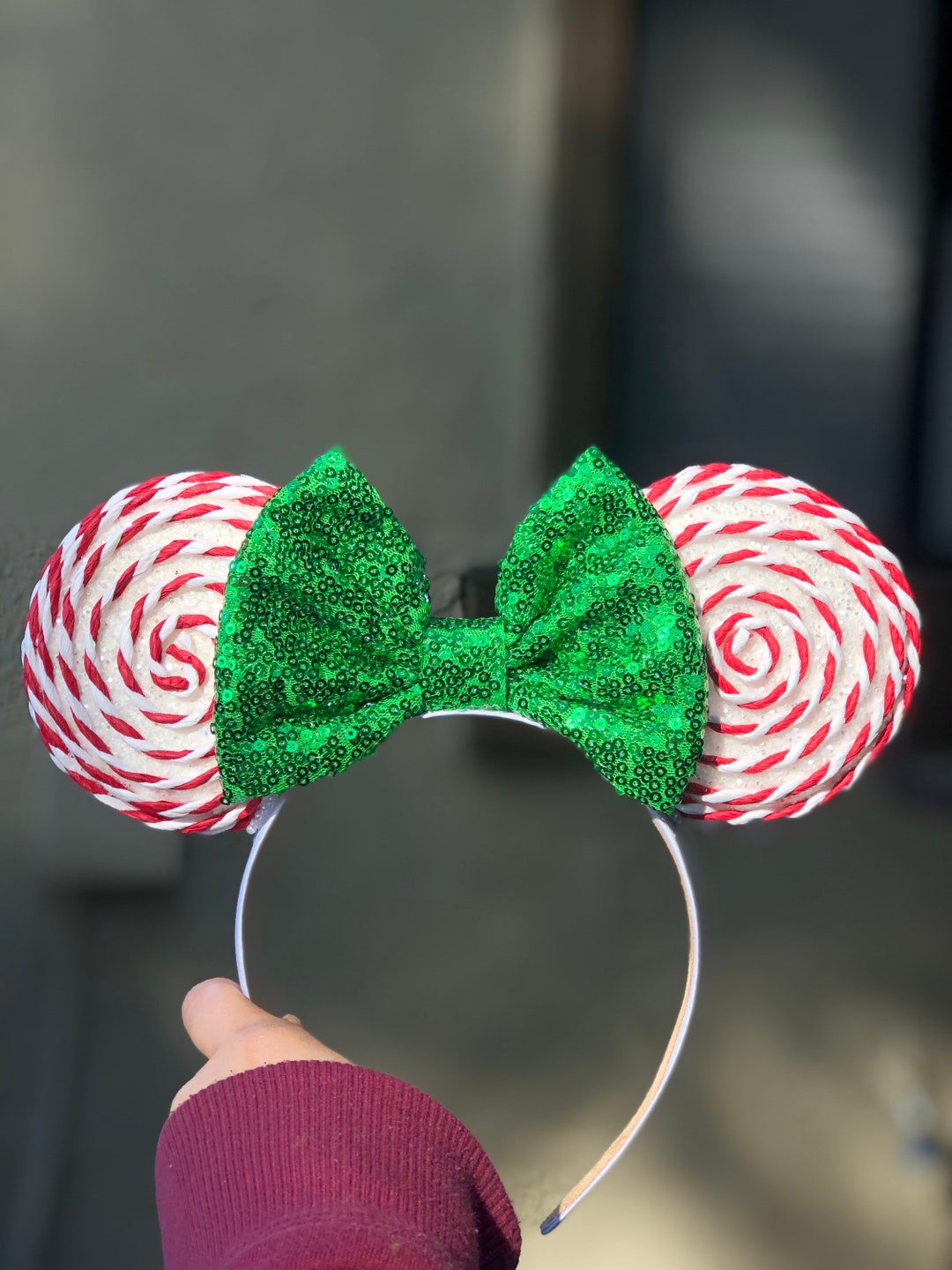 Peppermint Swirl Inspired Ears Mouse Holiday Christmas Headband ...