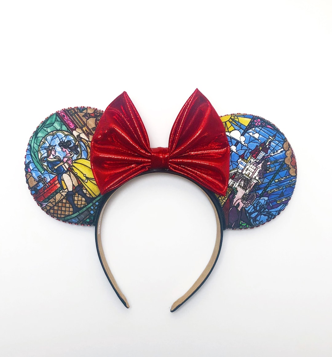 Beauty and the Beast Stain Glass Window Minnie Mickey Mouse Disney ...