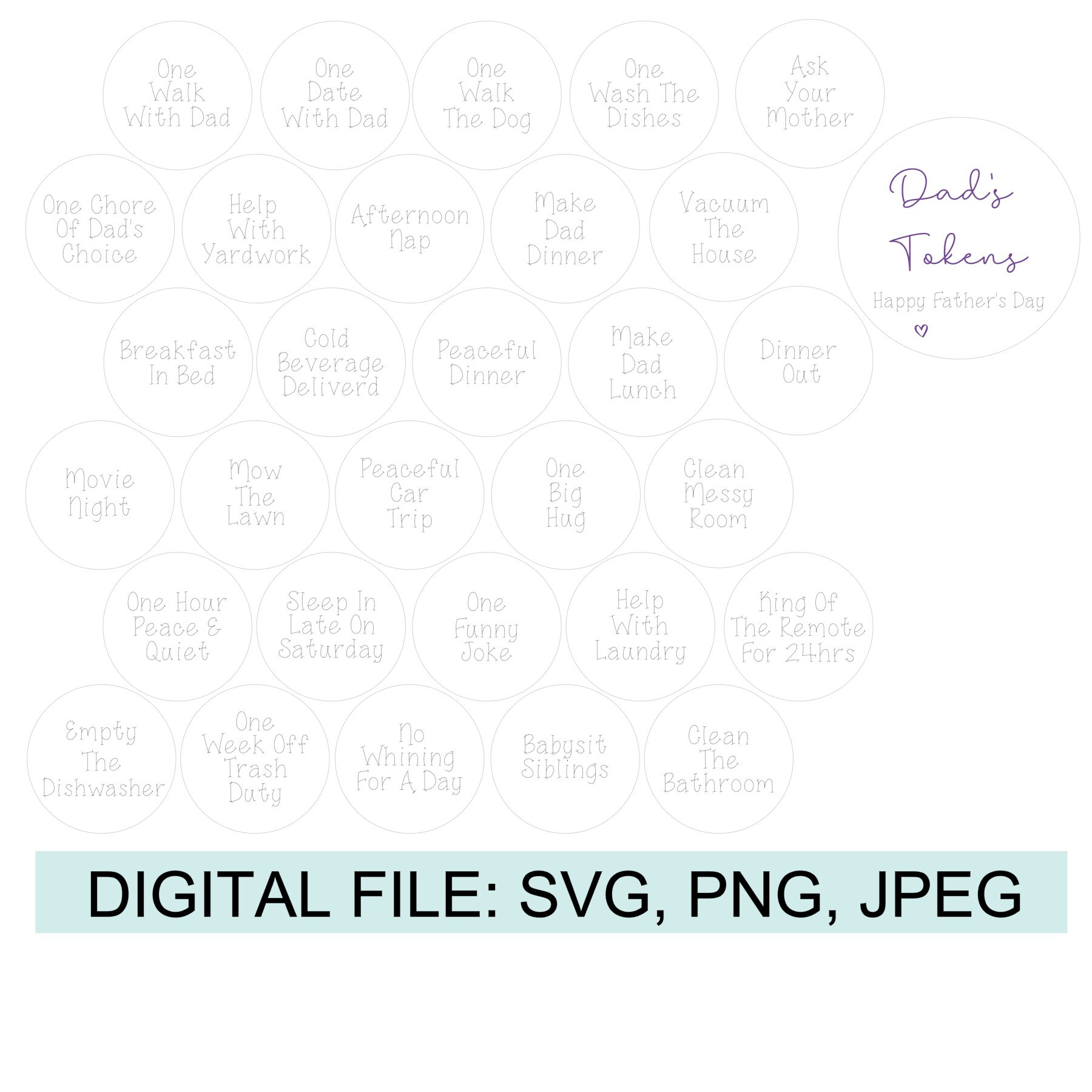 Dad Tokens Svg Dad IOU Svg Dad Iou's Svg - Etsy