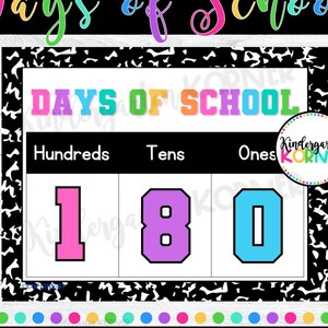 Days of School Place Value Poster | Composition Notebook Classroom ...