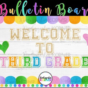 Welcome to Third Grade Varsity Letters Bulletin Board Printable Rainbow ...