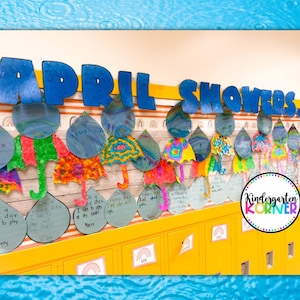 April Showers Bulletin Board | Raindrop Writing Templates ...