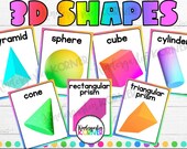 3D Shapes Posters Rainbow Neon Watercolors Kindergarten 1st - Etsy