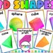 2D Shapes Posters Rainbow Neon Watercolors Kindergarten 1st Math ...