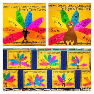 Thanksgiving Bulletin Board | Rhyme Time Turkeys Phonics Encoding ...