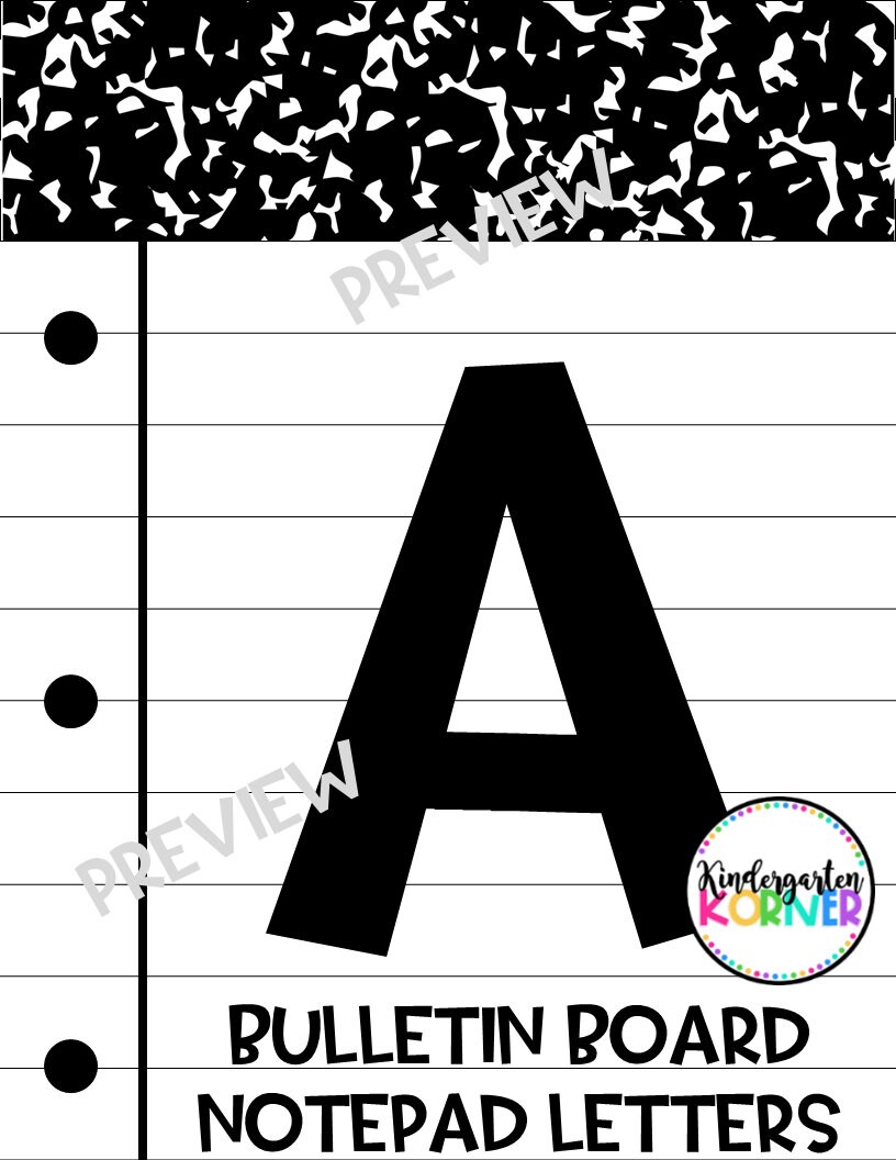 Notepad Composition Style Notebook Letters for Bulletin Boards ...