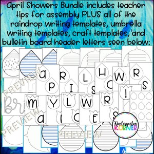 April Showers Bulletin Board | Raindrop Writing Templates ...