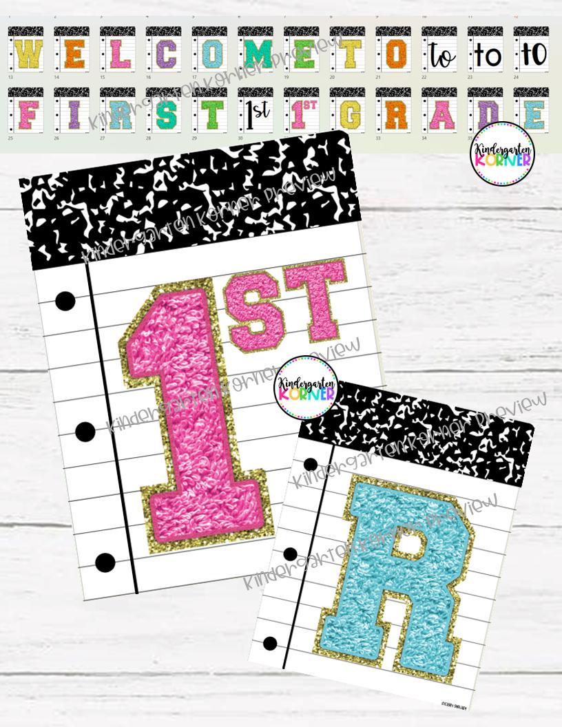 Welcome to First Grade Composition Notebook Bulletin Board PRINTABLE ...