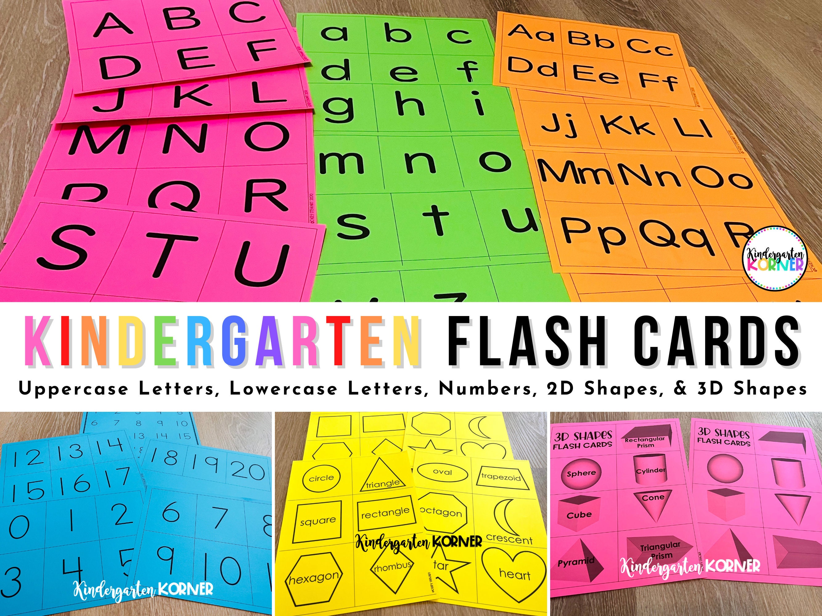 Kindergarten Flash Cards Alphabet Uppercase Letters, Lowercase Letters ...