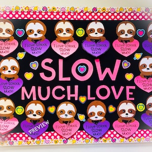 Valentine's Day Sloth Writing Craft February Bulletin Board | Valentine ...