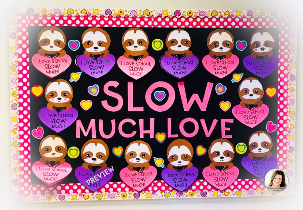 Valentine's Day Sloth Writing Craft February Bulletin Board | Valentine ...