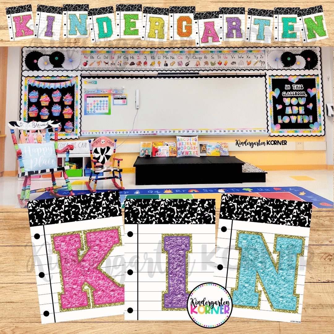 Welcome to Kindergarten Composition Notebook Varsity Patch Bulletin ...
