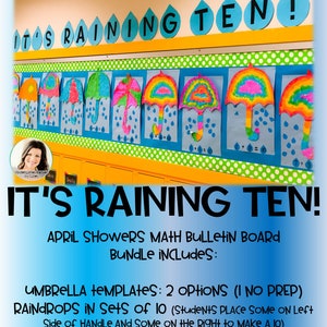 April Showers Bulletin Board | "it's Raining Ten" Math Addition, Number ...