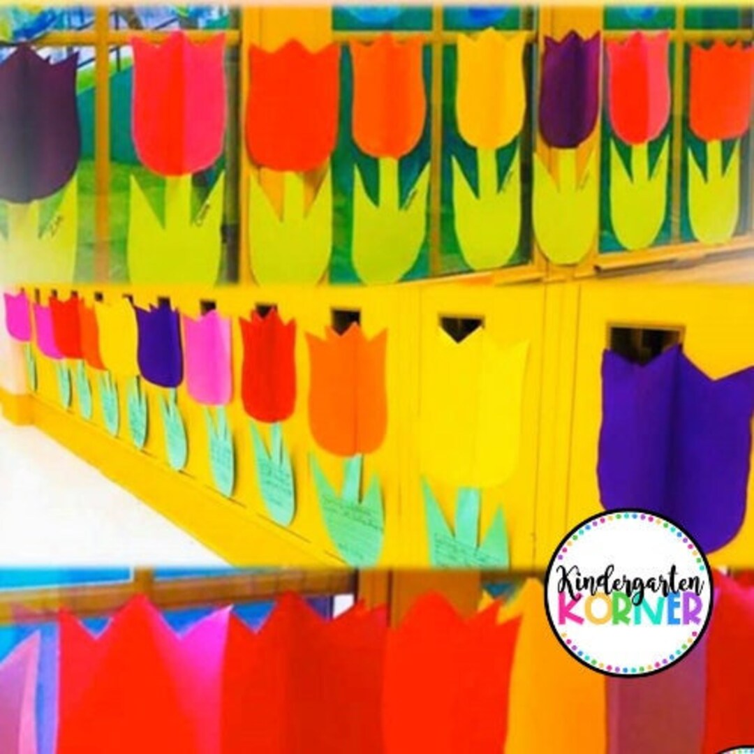 3D Tulips Spring Bulletin Board | Spring Flowers Craft and Writing ...