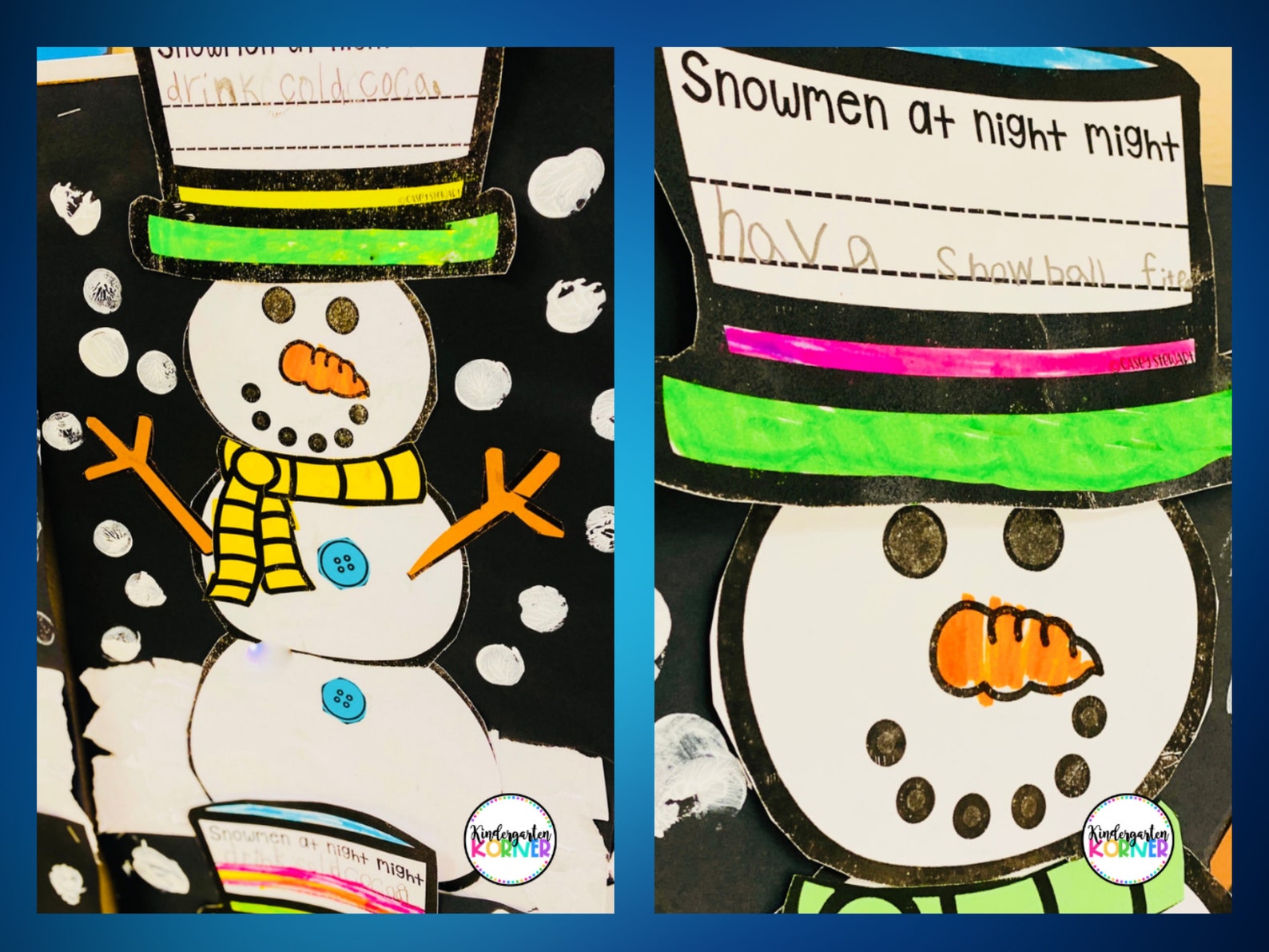 Snowmen at Night Winter Bulletin Board Kit Snowman Writing and Craft ...