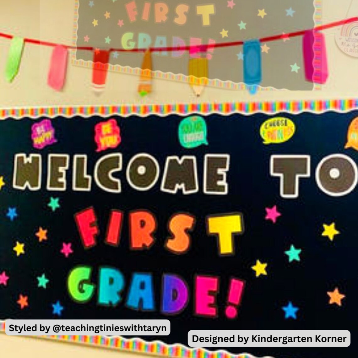 Welcome to First Grade! Bulletin Board | Rainbow Classroom Décor ...