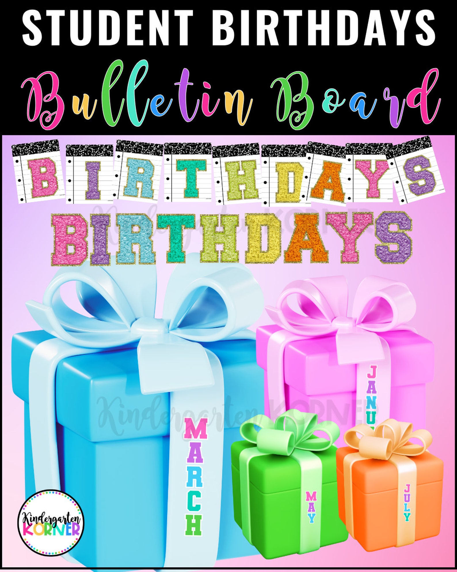 Student Birthdays Bulletin Board | Composition Notebook Theme (or Any ...