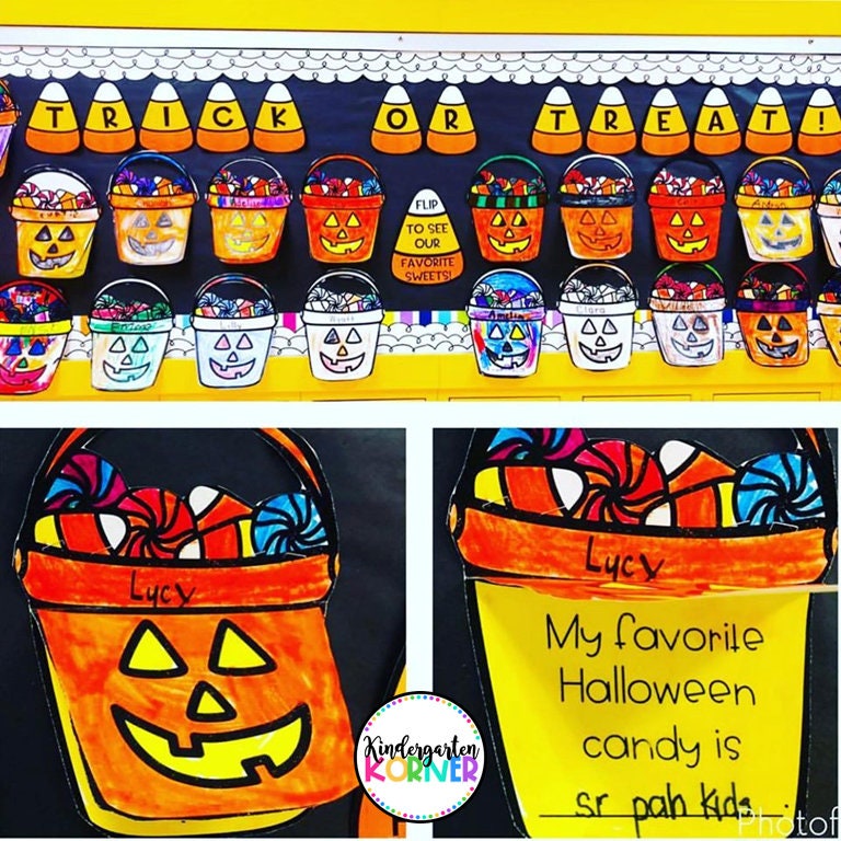 Halloween Bulletin Board Kit Writing Activity, Flip Craft, and Trick or ...