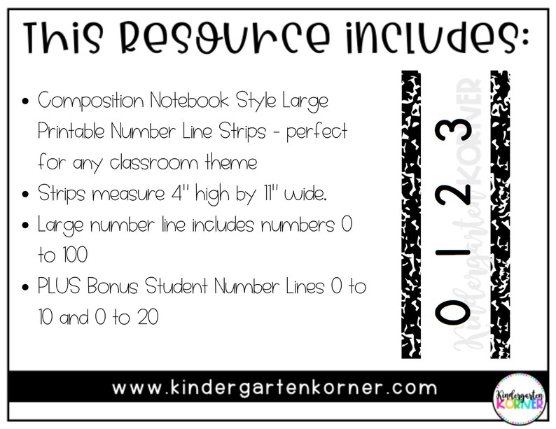 Number Line 0 to 100 | Composition Notebook Printable Classroom Decor ...