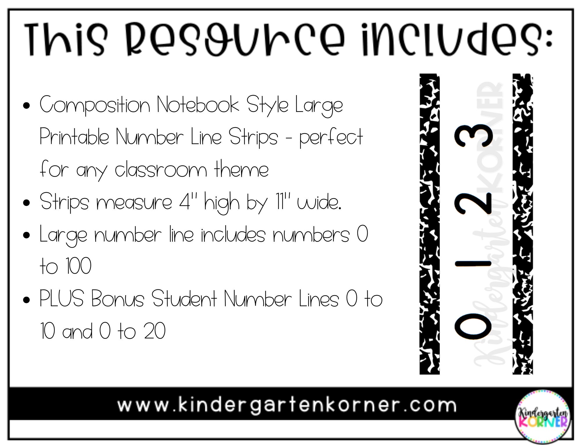 Number Line 0 to 100 Composition Notebook Printable Classroom Decor ...