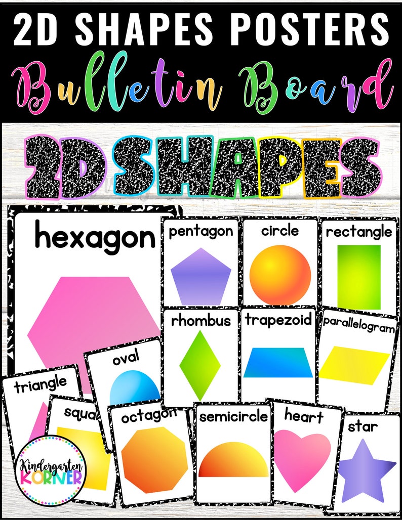 2D Shapes Posters Composition Notebook Theme Classroom Decor Math ...