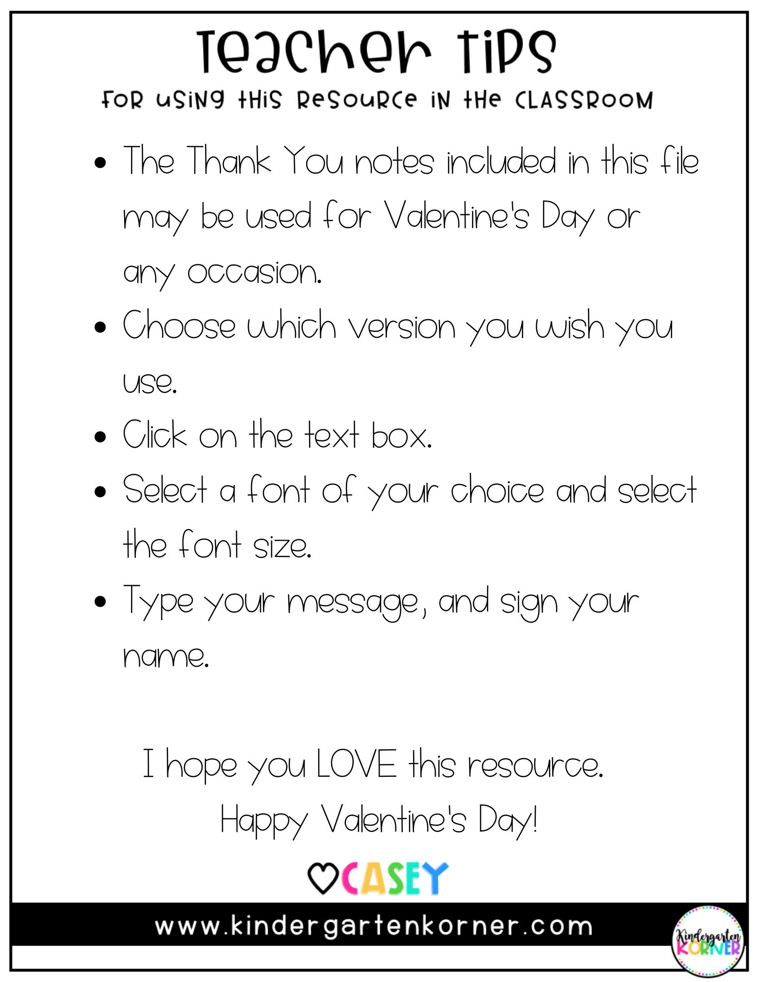 Valentine's Day Thank You Notes | Editable Thank You Notes Cards ...